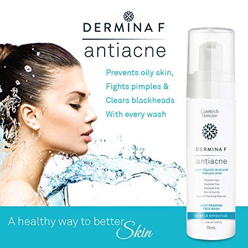 DERMINA F Antiacne self foaming facewash, Foaming Cleanser for Face ...