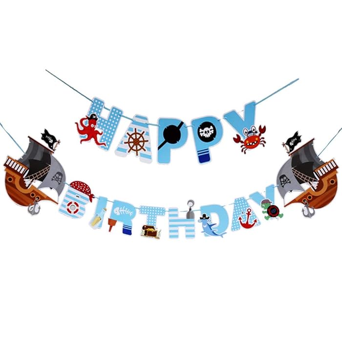 Buy Pirate Birthday Banner Pirate Party Decorations for Kids Pirate ...