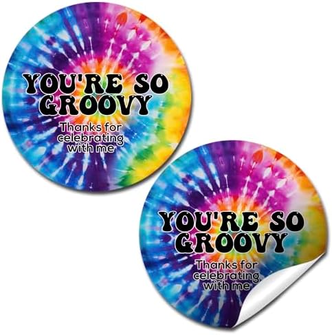 Amazon.com: Colorful Tie-Dye Themed Birthday Party Sticker Labels, 40 2 ...