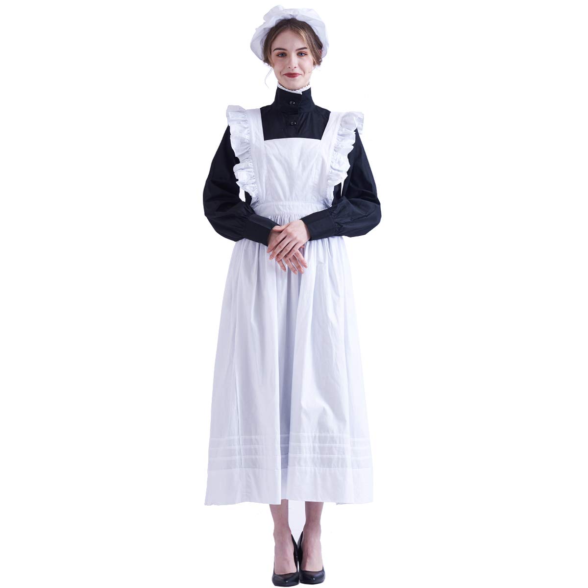 Buy GRACEART Women Pilgrim Dress Victorian Maid Costume with Apron 100% ...