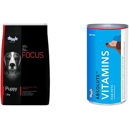Drools Focus Puppy Super Premium Dry Dog Food, 1.2kg&Drools Absolute ...