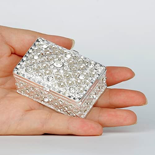 Amazon.com: Hipiwe Crystal Jewelry Box - Square Decorative Trinket ...