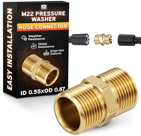 Amazon.com: Solid Brass Pressure Washer Hose Adapter M22 High Pressure ...