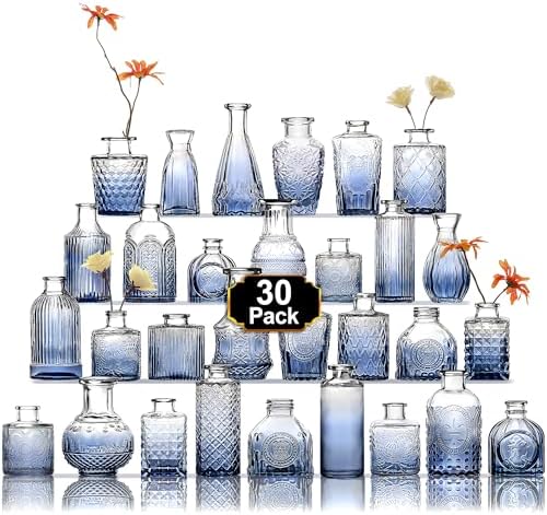 Arme Bud Jarrones - Juego de 30 jarrones azules para centros de mesa ...