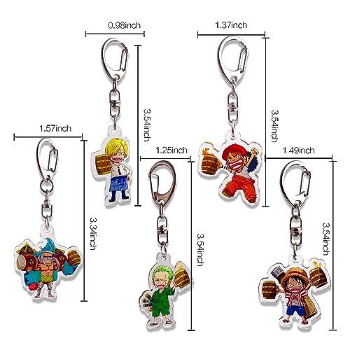 Snapklik.com : 5 Pcs/set One Piece Keychains For Backpacks Anime Zoro ...
