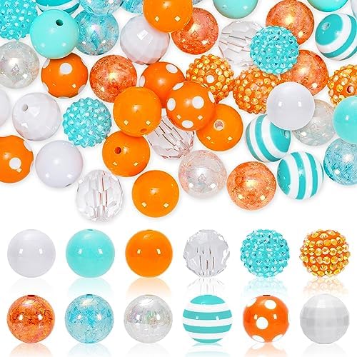 Amazon.com: Whaline 60Pcs Thanksgiving Bubblegum Beads 20mm Blue Orange ...