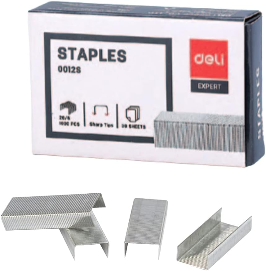 Deli E0012S 26/6 Staple Pins Box 1000-Pieces, Silver : Amazon.ae ...