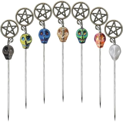 Amazon.com: Crystal Skull Top Voodoo Doll Pins Set of 7 - Mini ...