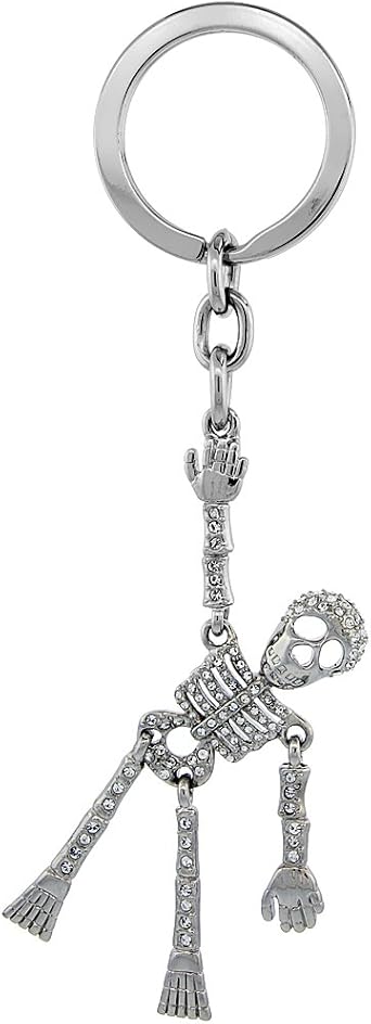 Sabrina Silver Movable Skeleton Key Chain Crystal Key Ring for Women ...