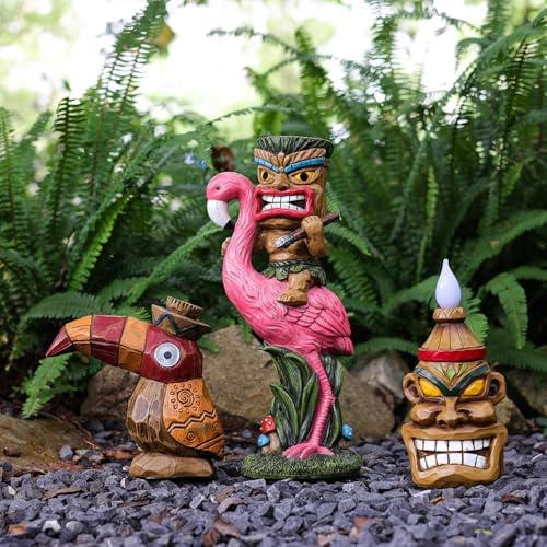 Amazon.com: Yiosax Outdoor Solar Tiki Statue 3Pcs Combination-Outdoor ...