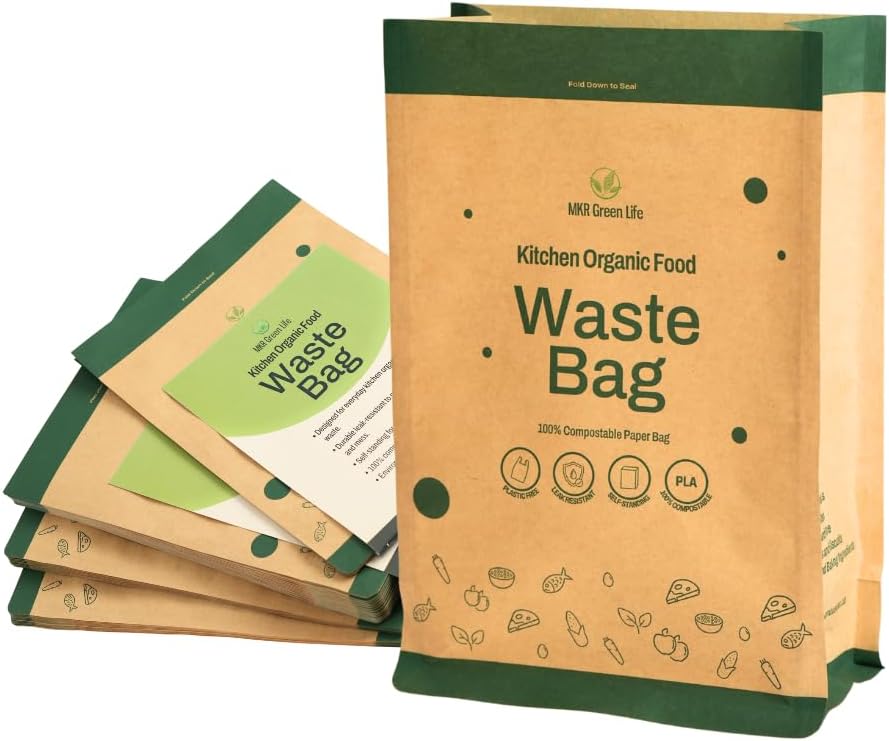 Amazon.com: Kitchen Organic Food Waste Paper Bag - 100% Compostable ...