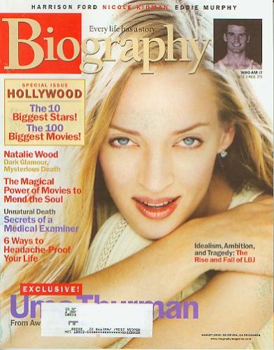 Biography Magazine August 2002 Uma Thurman, Natalie Wood, Lyndon Baines ...