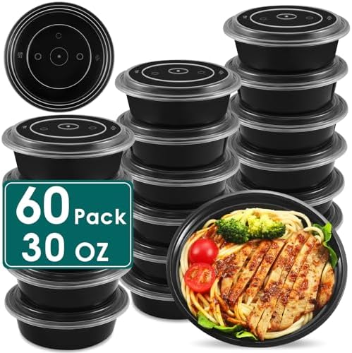 Amazon.com: 60 Pack Round Meal Prep Containers, 30 Oz Food Storage ...