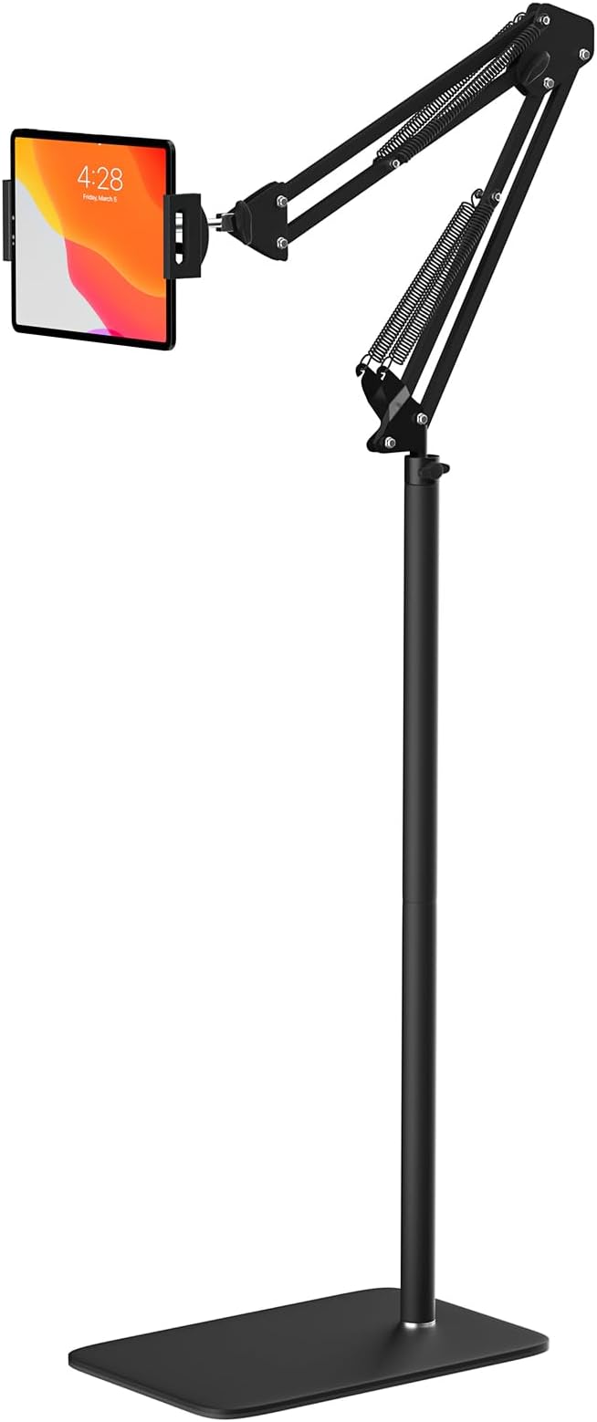 Tablet Floor Stand, Adjustable Universal 360-degree Rotatable Metal ...
