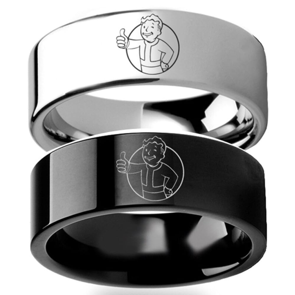 Amazon.com: Fallout 4 Vault Boy Vault-Tec Mascot Ring Men 6Mm Titanium ...