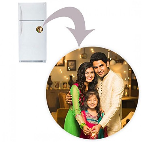 Buy Bhaiji Enterprises Round Wooden Photo Fridge Magnet (3x3-inch ...