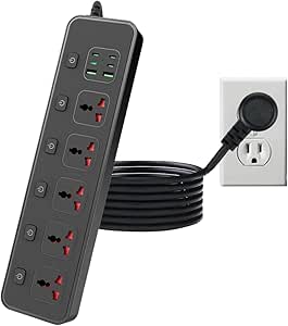 Amazon.com: Universal Extension Cord + Flat Plug Power Strip : Electronics