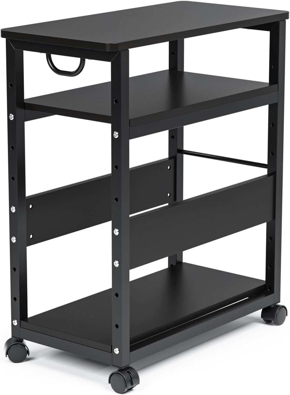 Amazon.co.jp: DEWEL パソコンワゴン pc cpuラック 3段 キャスター付き 棚板高さ調節可能 取っ手付き 幅60 奥行き30 高さ70cm (ブラック) : 文房具・オフィス用品