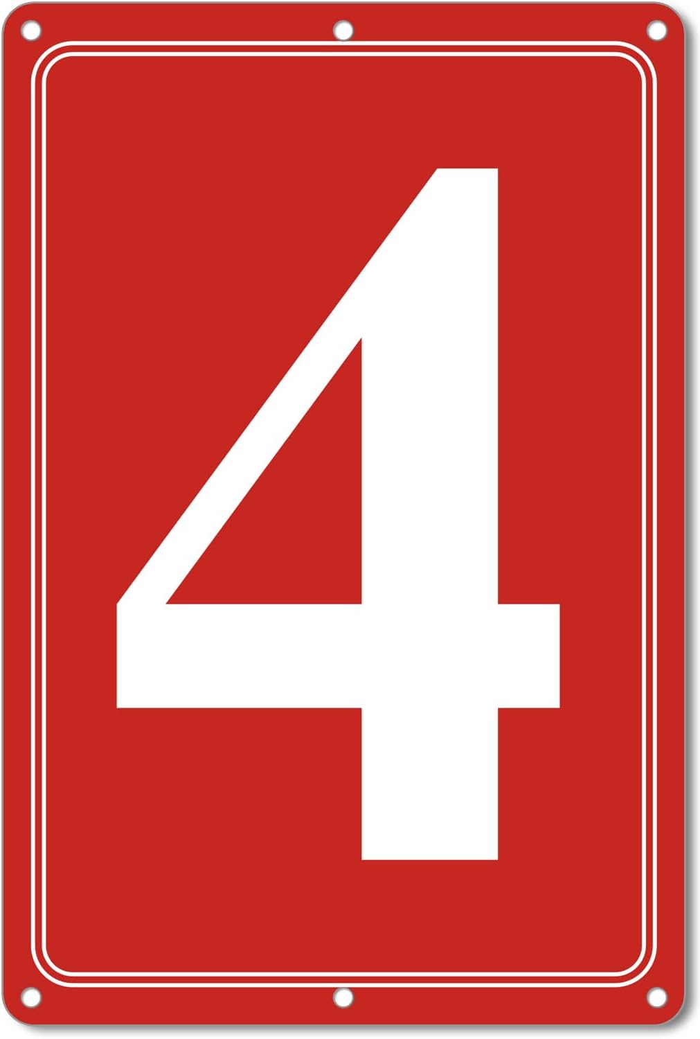 Amazon.com : i-CowFun Premium Aluminum Number Signs 4, 12" X 8" Red ...