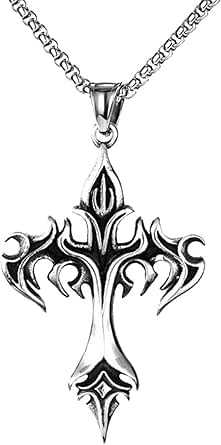 Amazon.com: Gothic Cross Necklace for Women Goth Flames Necklaces ...