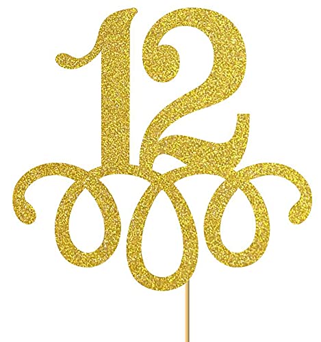 SVM CRAFT® 12th Birthday Cake Topper, Number 12 Cake Topper, Happy 12th ...