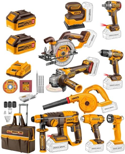 Ingco 9 Piece Cordless Industrial Combo Kit : Amazon.co.za: DIY & Tools