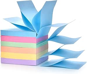 6 Pads Light Color Pop Up Sticky Notes 3x3 inch Refills, Easy to Post ...