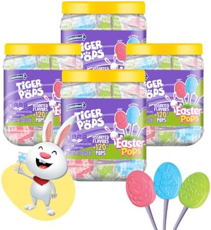 Amazon.com : Tiger Pops Easter Pops Jar 4-Pack – Bulk Assorted Easter ...