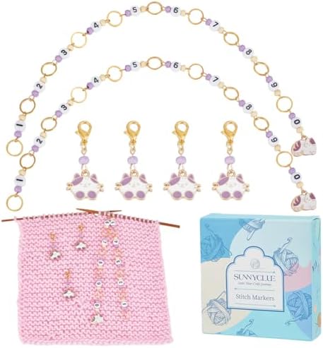 Amazon.com: SUNNYCLUE 1 Box 16Pcs Locking Stitch Marker Number Row Counter Chains Knitting ...