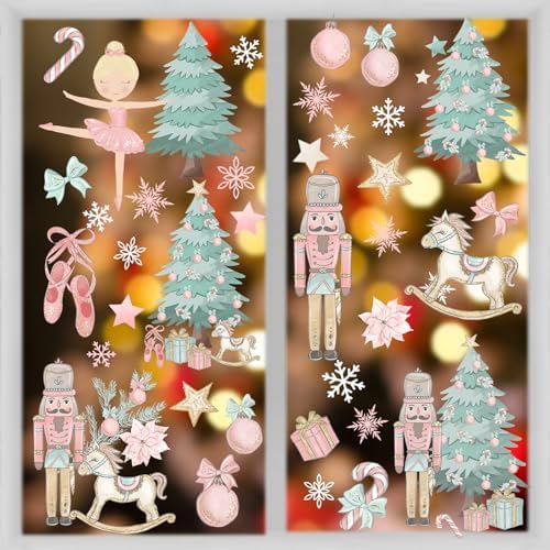 Amazon.com: Pink Christmas Window Clings,Merry Christmas Supplies 9 ...
