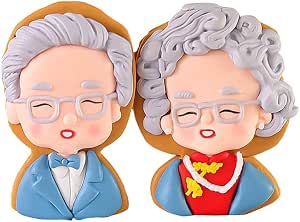 Amazon.com: Elderly Couple Cake Toppers, Grandmother Grandfather ...