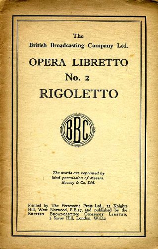 Amazon.com: Opera Libretto : No 2 : Rigoletto: Giuseppe Verdi: Books