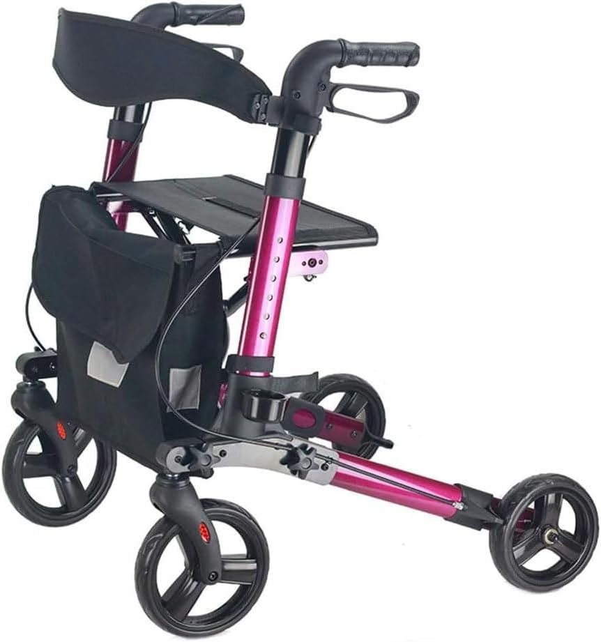 RAYACO Faltbarer Rollator mit Sitz und Tasche, höhenverstellbar und ...