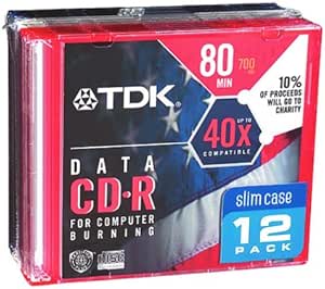 Amazon.com: TDK 12 American Flag 80 min. CD-R Discs (Slim Cases ...