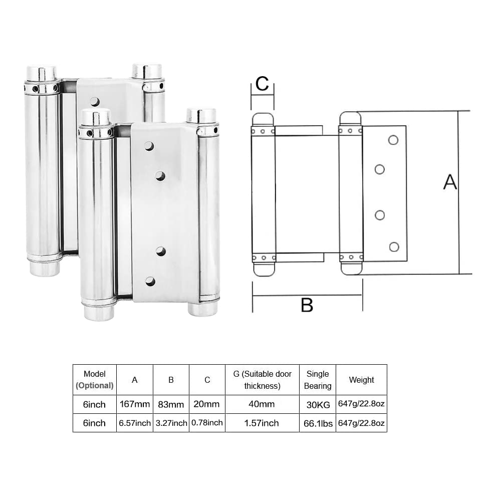 6"Double Action Spring Hinges 6inch Stainless Steel Self Closing Hinges ...