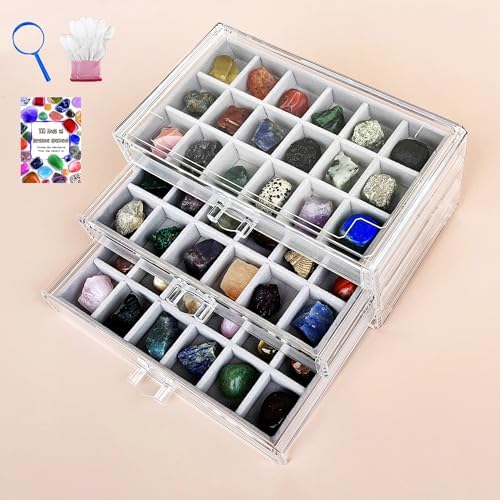 Amazon.com: LuxRound Rock Display Case with LED Light, Crystal Holder ...