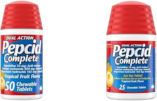 Amazon.com: Pepcid Complete Acid Reducer + Antacid Chewables Tropical ...