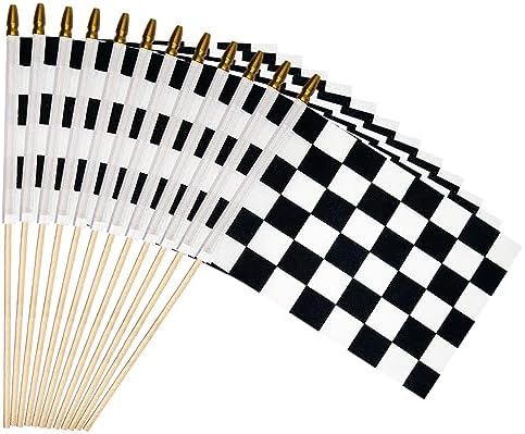 Amazon.com : 20 Pack Small Checkered Racing Flag Stick 5'' x 8 ...