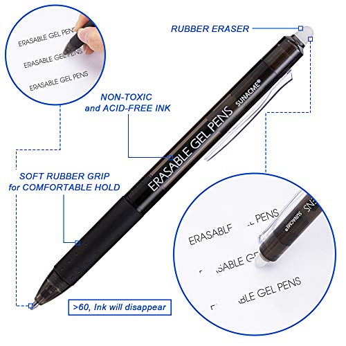Snapklik.com : Sunacme Erasable Pens, Black Retractable Gel Pens ...