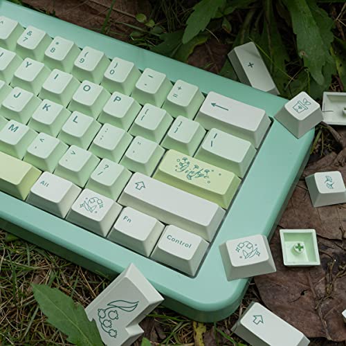 mintcaps PBT Keycaps Cherry Profile Cute Ginkgo Light Green Keycaps Set ...
