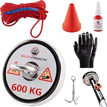 Brute Strength - Magnet fishing kit - 600KG - 120mm - Includes 20m rope ...