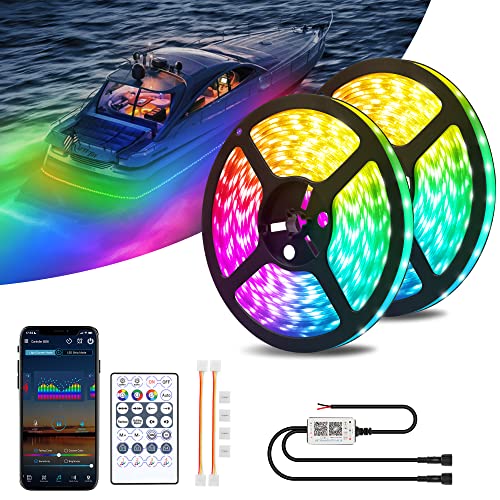Snapklik.com : HUSUKU Dream Color LED Boat Strip Lights, 2x164ft RF ...