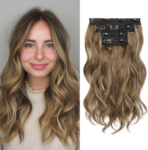 Amazon.com : REECHO Hair Extensions, 4PCS Clip in Hair Extensions 14 ...