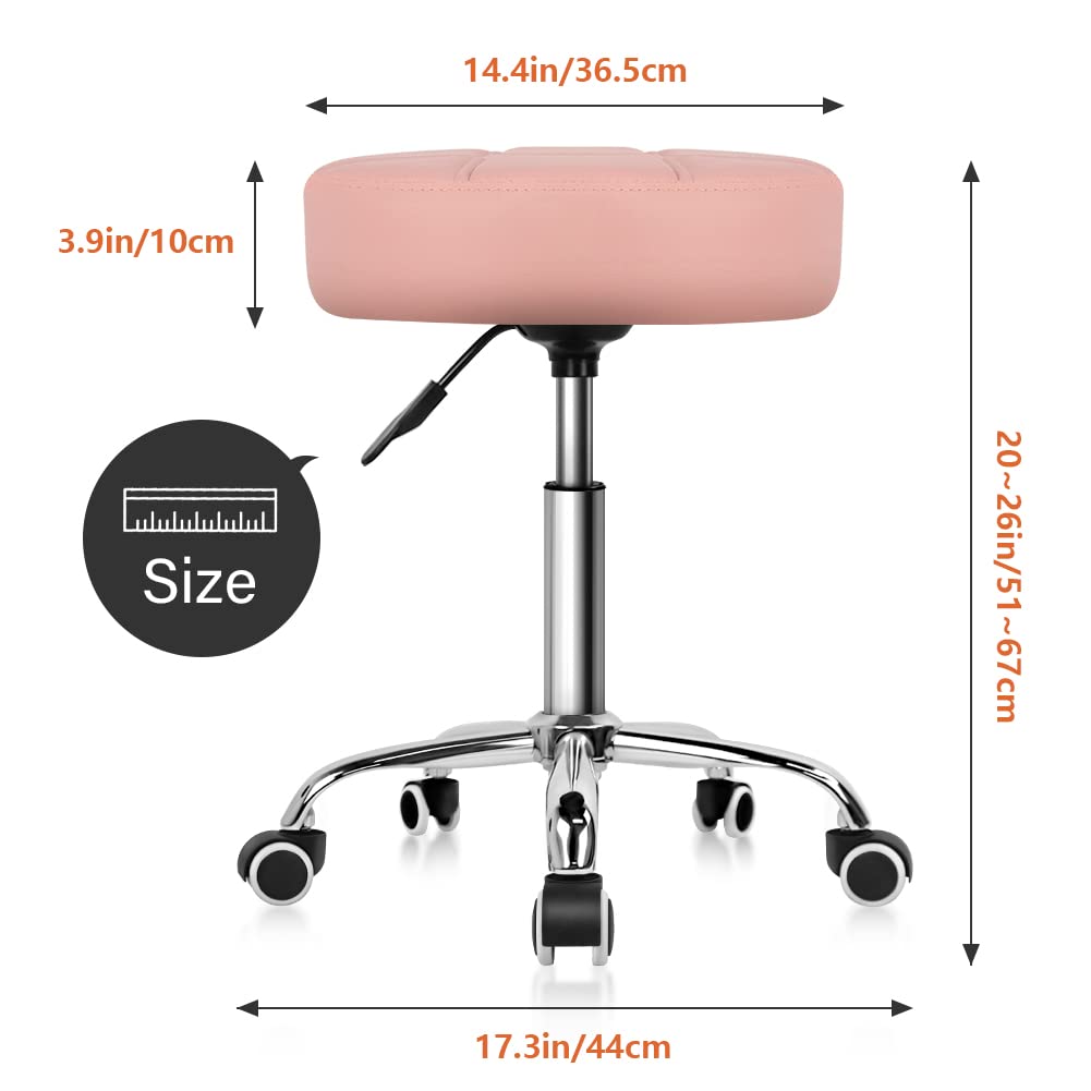 Snapklik.com : KKTONER Round Rolling Stool Chair PU Leather Height ...