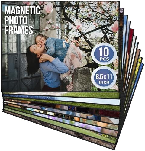 10 Pack Magnetic Picture Frames for Refrigerator - 8.5 x 11 in Magnet ...
