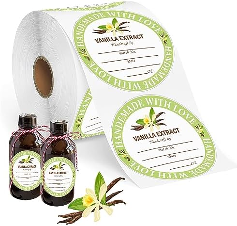 Amazon.com : SMARSTICKER Vanilla Extract Labels Round Circle Gloss ...