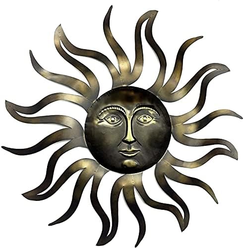 Amazon.com: Benzara 35 Inch Round Wall Mounted Sun Face Accent Decor ...