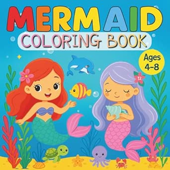 Mermaid Coloring Book: A Splash of Underwater Fun with Cute Mermaids ...