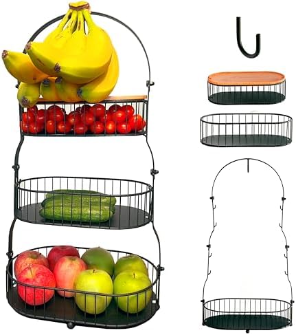 Amazon.com: Ever Fresh Homes Fruit Basket for Kitchen 3 Tier ...
