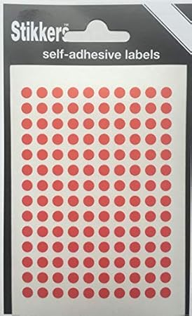 980 Red 5mm Sticky Coloured Dots Easy Peel Self Adhesive Colour Coding ...